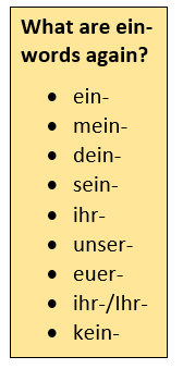 Kapitel 7-2: Ein-word adjective endings – German 201